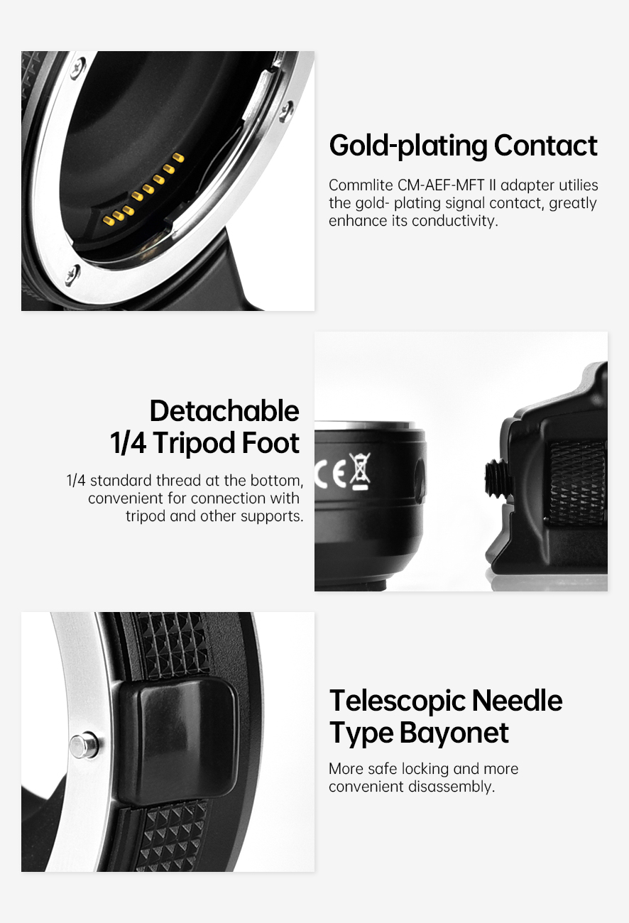 Commlite CM-AEF-MFT II Electronic AF Lens Mount Adapter from EF/EF-S ...