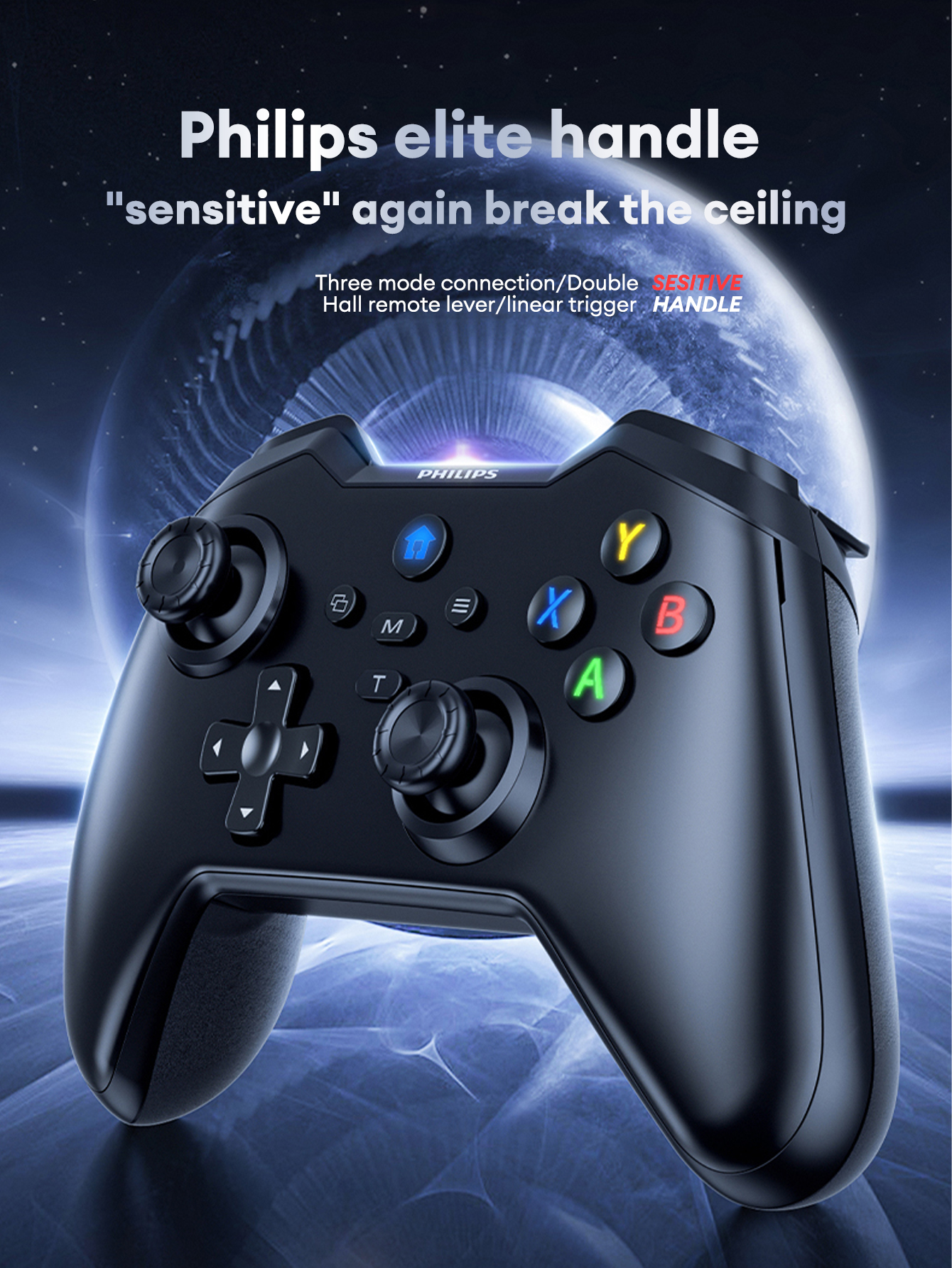 PHILIPS DLK5010 Tri-Mode Wireless Gamepad Dual Hall Joystick Six-Axis ...