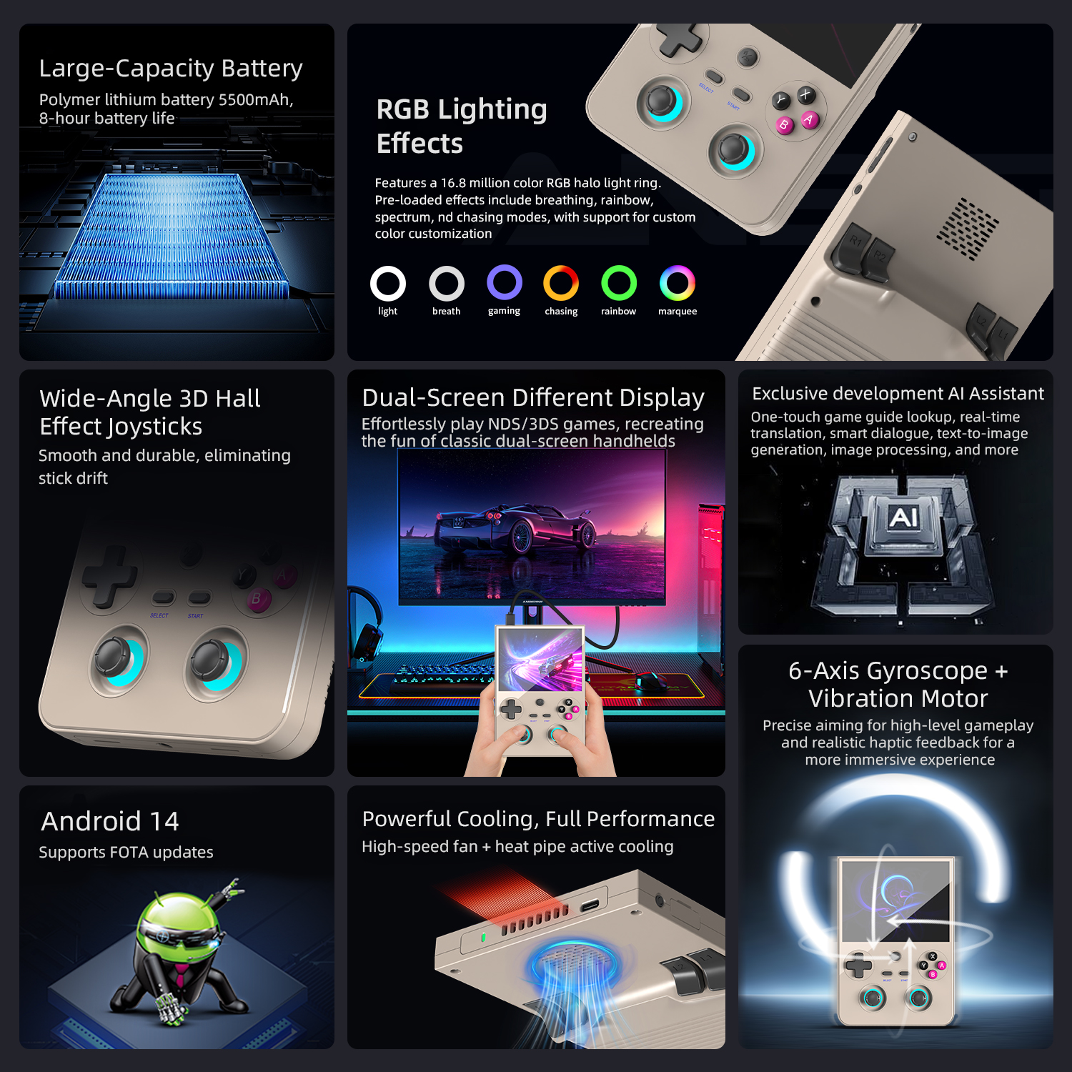 ANBERNIC RG477V Full-Screen Game Console 4.7-inch Android 14 System ...