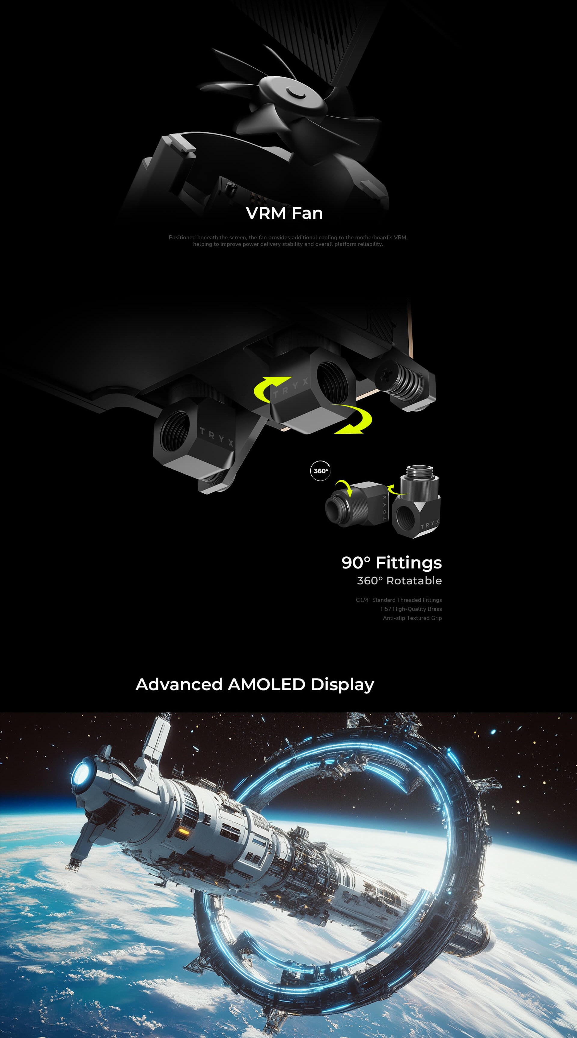 TRYX PANORAMA WB CPU Water Block 6.5 INCH AMOLED Display ASETEK ...