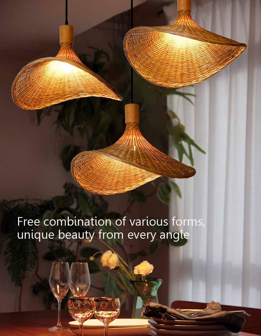 Lampu Rotan Bamboo Pendant Light Handmade bamboo lampshade Rope E27 30 ...