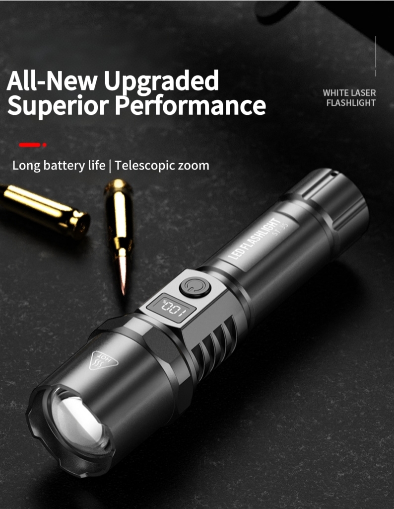 【Free Type-C】Fast charging Lampu Suluh LED Flashlight Zoomable USB ...