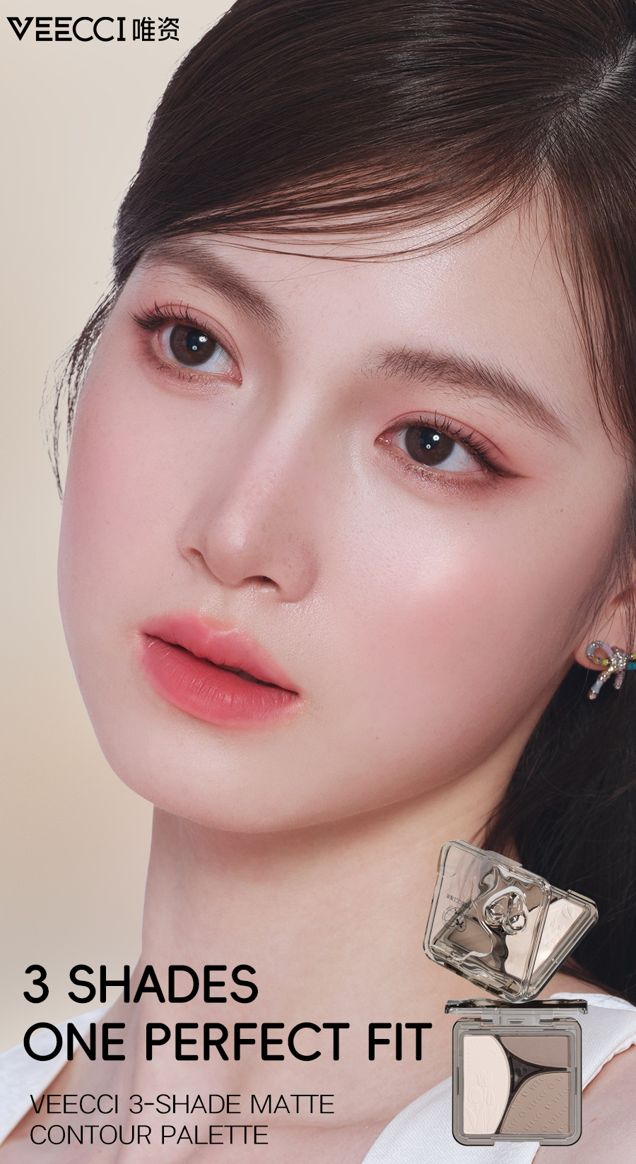 VEECCI Tri-Color Highlighter & Matte Face Contour Palette | Shopee Malaysia