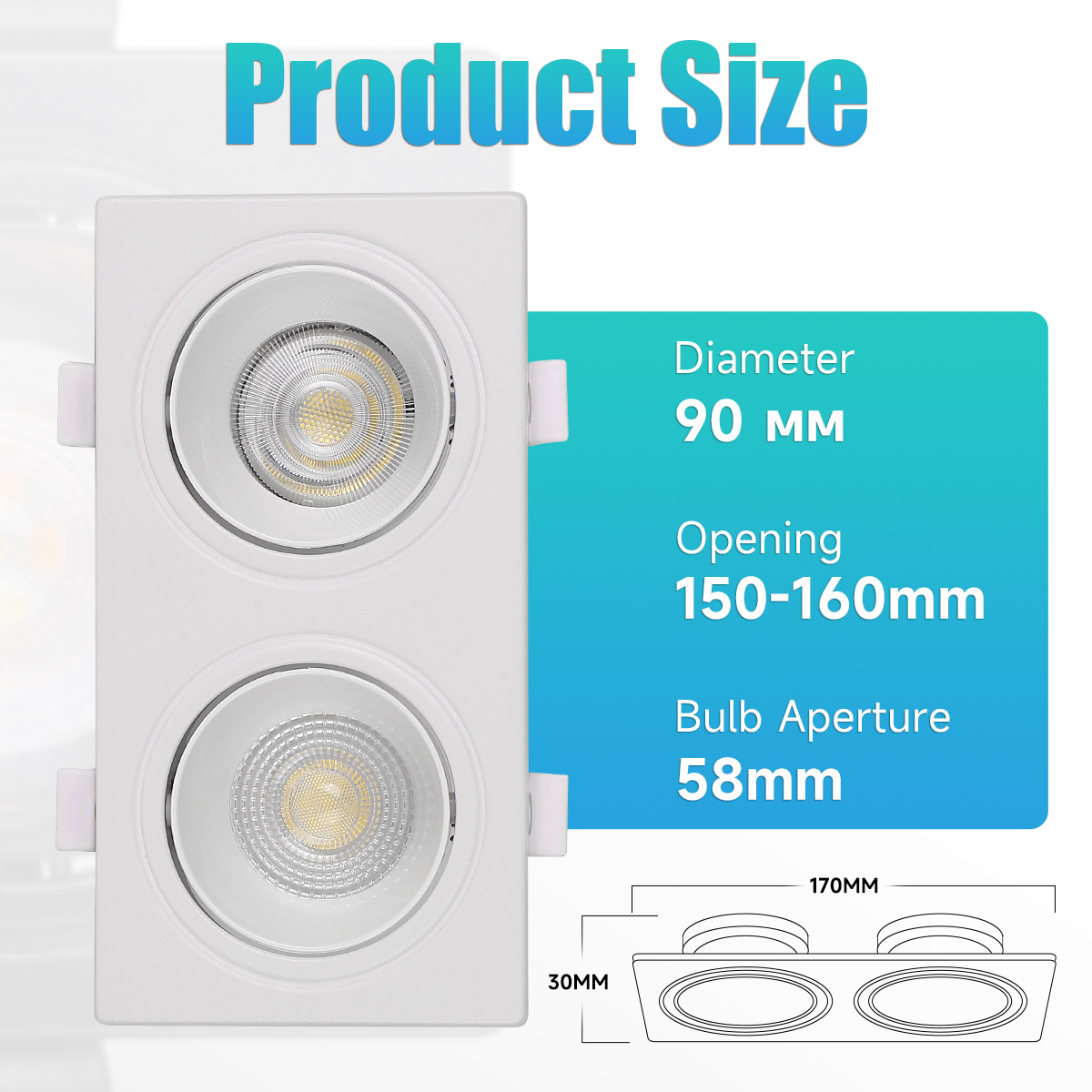 LED Recessed Downlight GU10 Replaceable Panel Celling Panel Light Anti ...