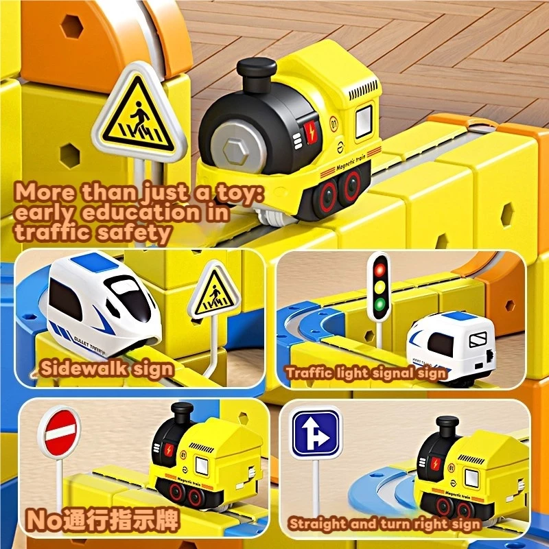 Magnetic Train Track Building Toys, DIY Electric Railway Set - 3D ...