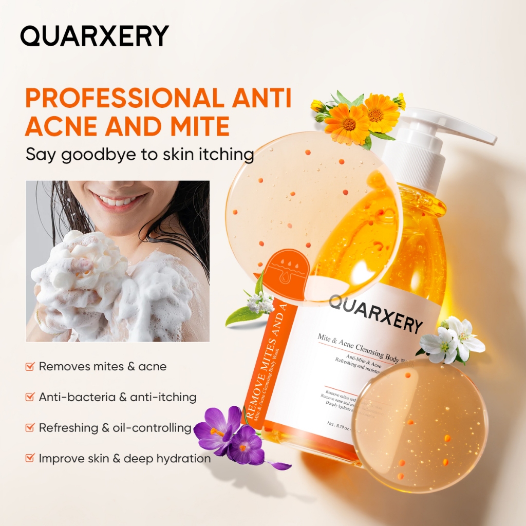 Quarxery Shower Gel Acne&Mite Cleansing Body Wash Mite Removal&Acne ...