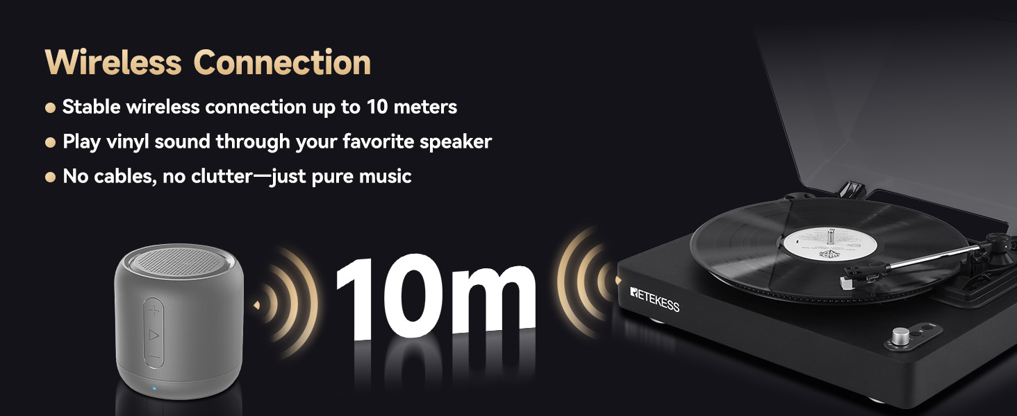 Retekess TR643 Wireless Playback Record Player Bluetooth Vinyl Record ...