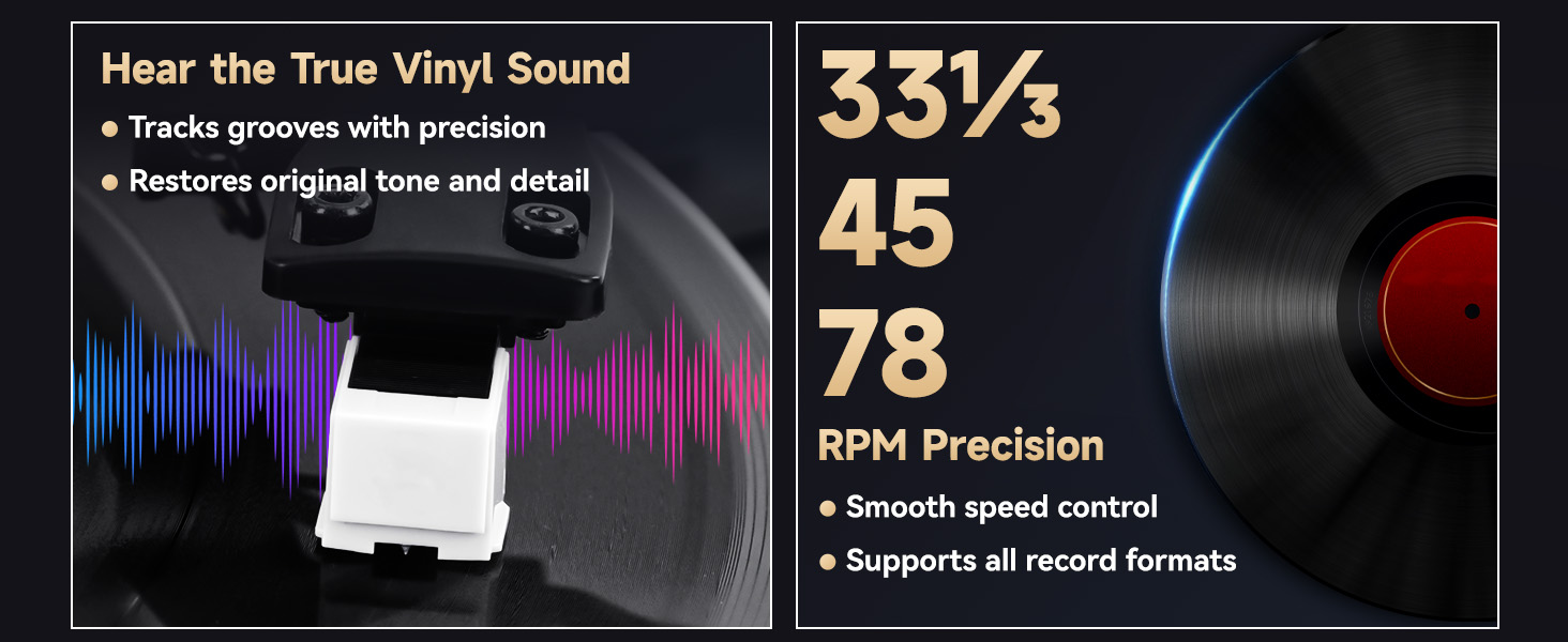 Retekess TR643 Wireless Playback Record Player Bluetooth Vinyl Record ...