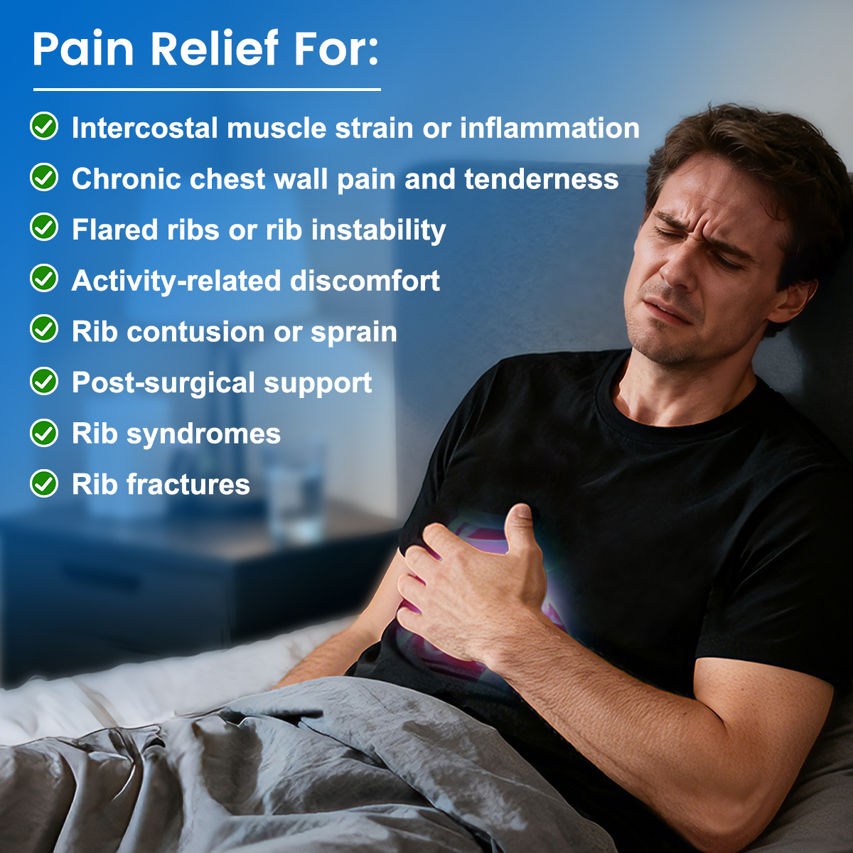 VELPEAU Chest Compression Support Belt and Rib Protector for Chest or ...