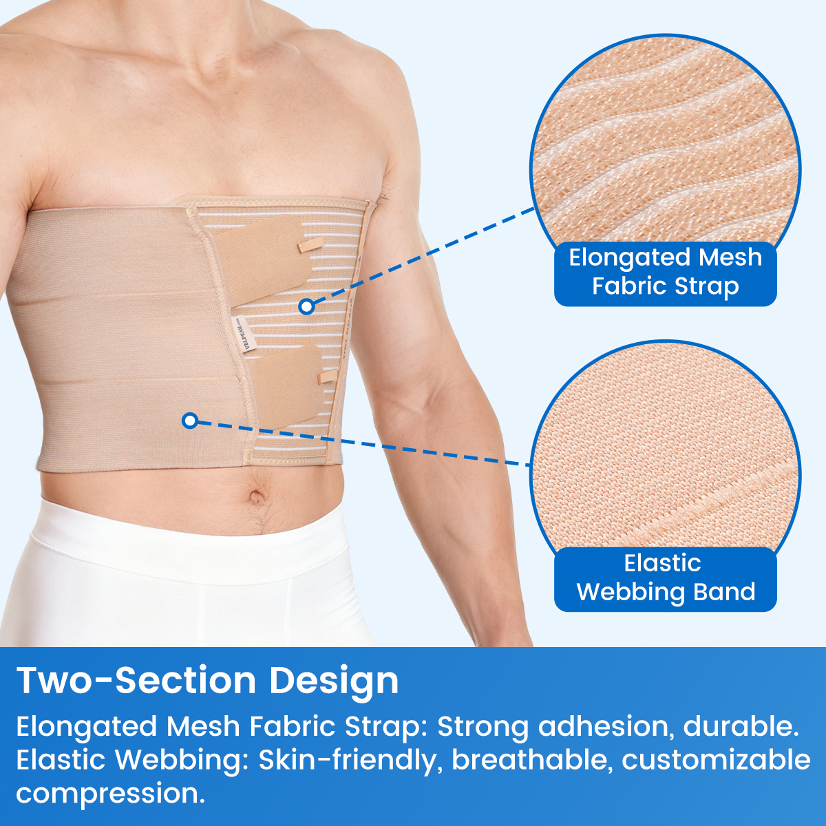 VELPEAU Chest Compression Support Belt and Rib Protector for Chest or ...
