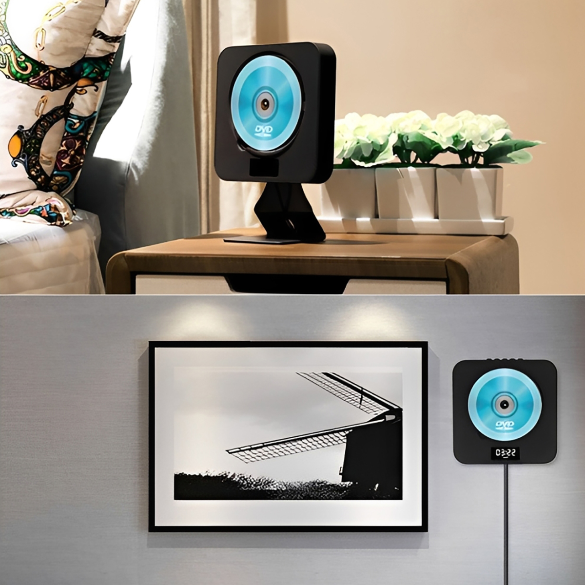 CD DVD Music Player Protable Wallmount 1080p HDMI Video Bluetooth Built ...
