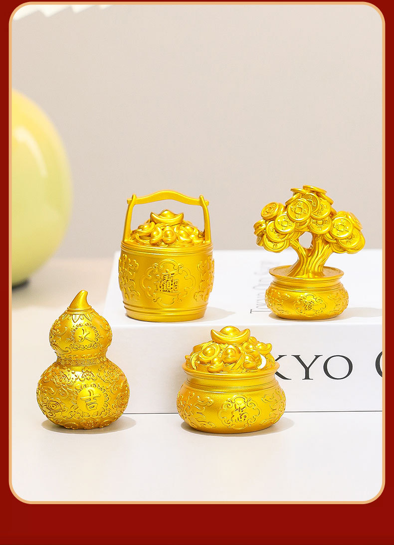 新款 祥云系列 聚宝盆 树脂工艺品 家居 桌面小摆件 发财树 乔迁 新居 小礼品New Auspicious Cloud Series ...