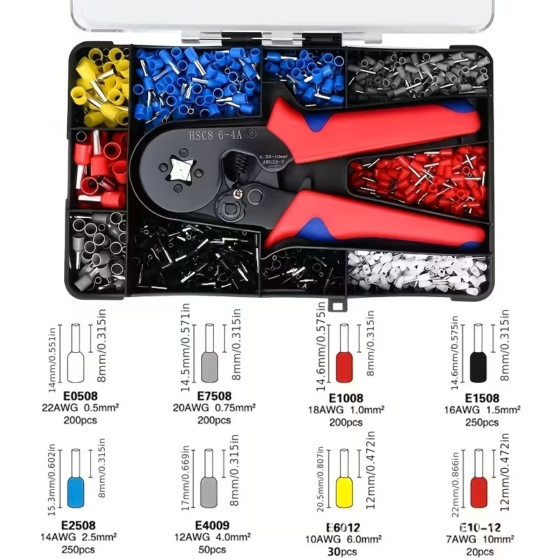 Ferrule Crimping Tool Kit With 1200pcs Insulated Wire Connectors, Self ...