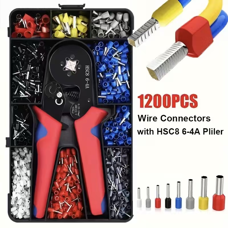 Ferrule Crimping Tool Kit With 1200pcs Insulated Wire Connectors, Self ...
