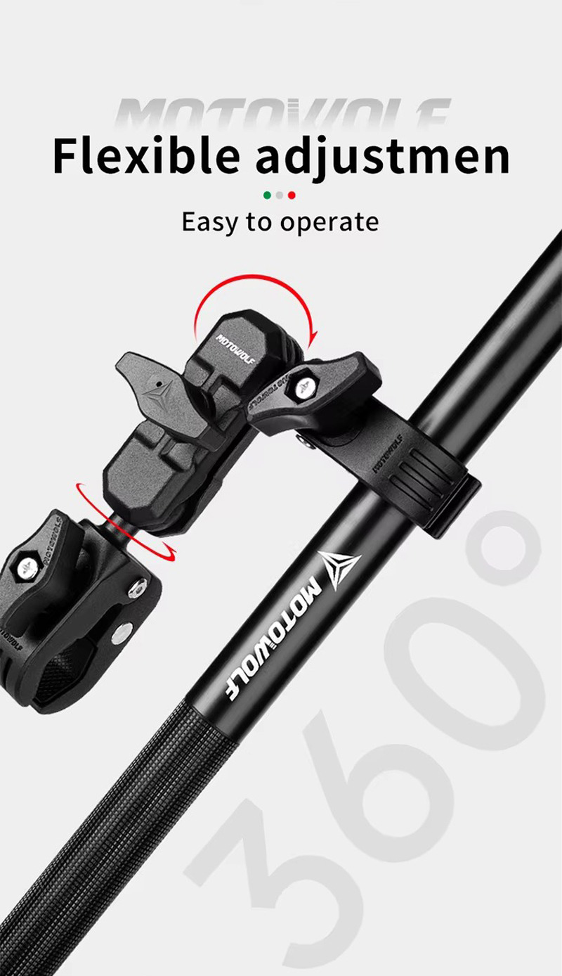 MOTOWOLF Motorcycle Camera Mount Selfie Stick for GoPro Insta360 DJI ...