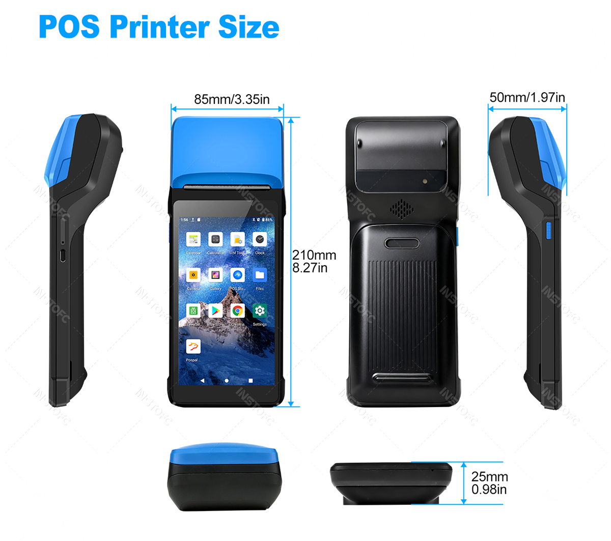 Handheld Android 11 PDA POS Printer 58mm Mobile Receipt Bill Thermal ...