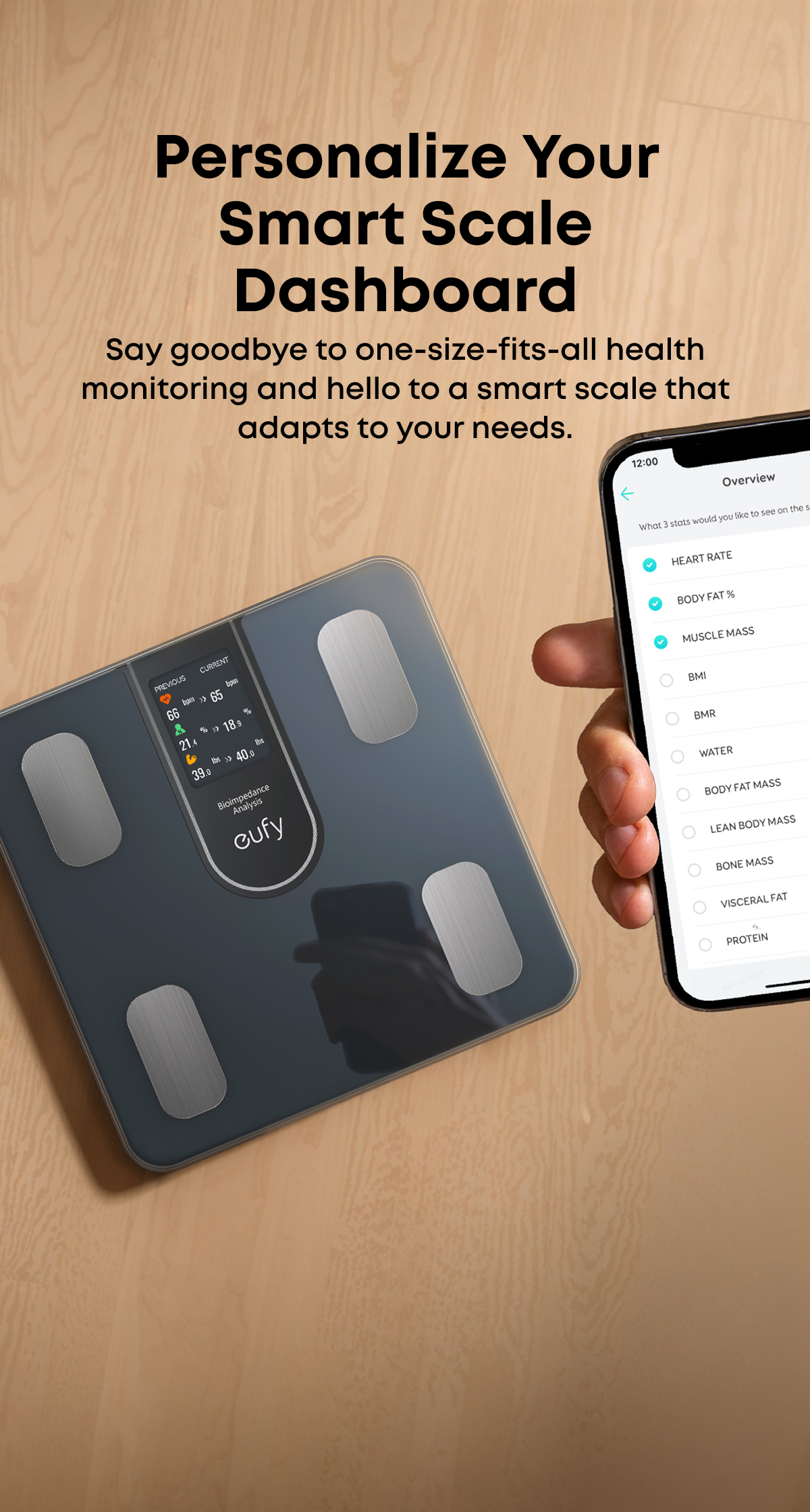 Eufy by Anker C20 Smart Bluetooth Weighing Scale with LED Screen All-in ...