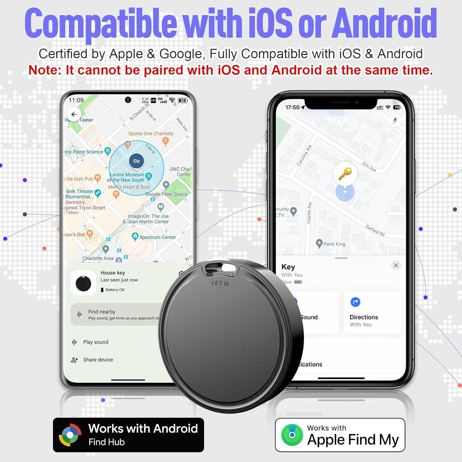 Wireless Smart GPS Tag Global Tracker Android & iOS Dual-system IP65 ...
