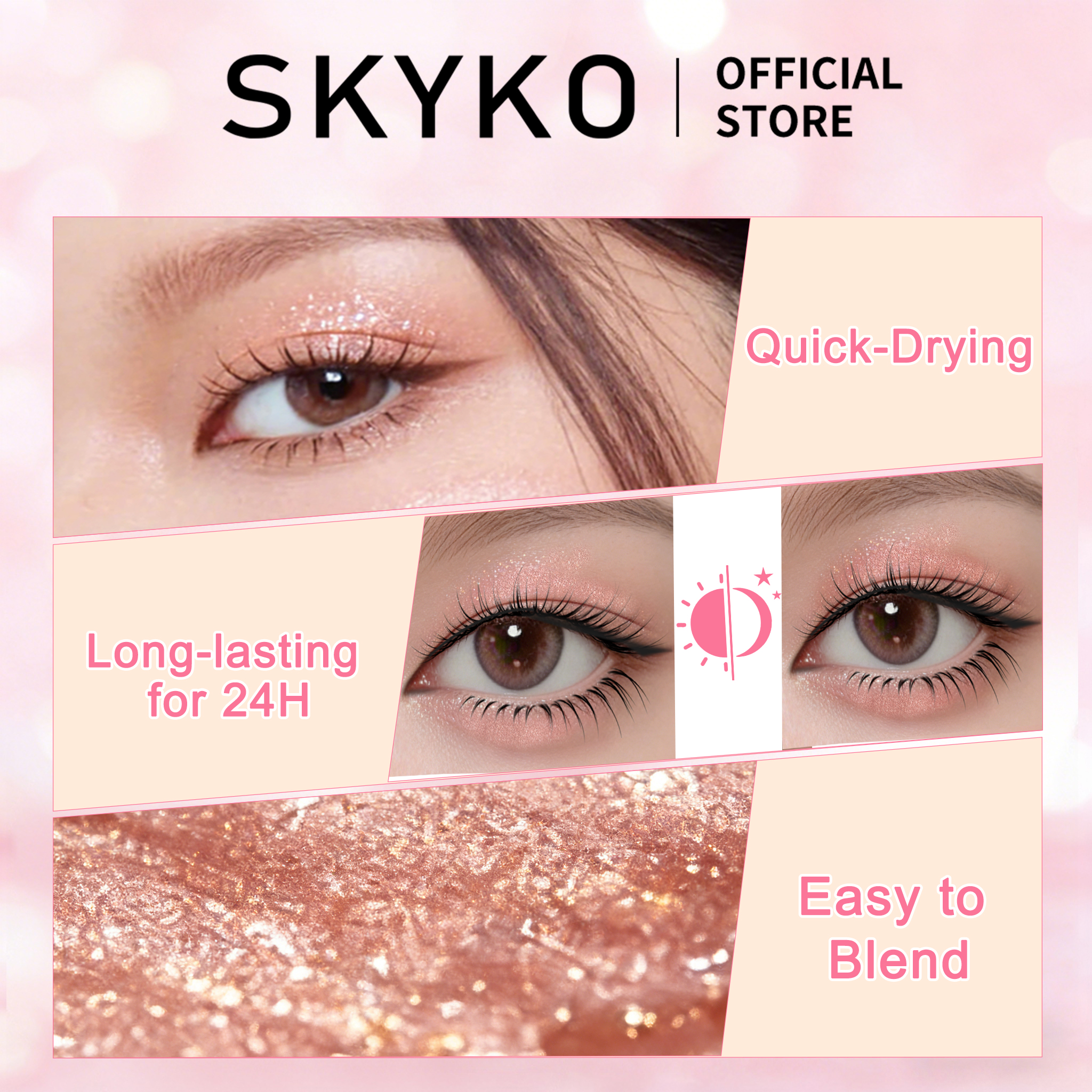 SKYKO Liquid Eyeshadow Shimmer High Pigmented 24H Lasting Waterproof 6 ...