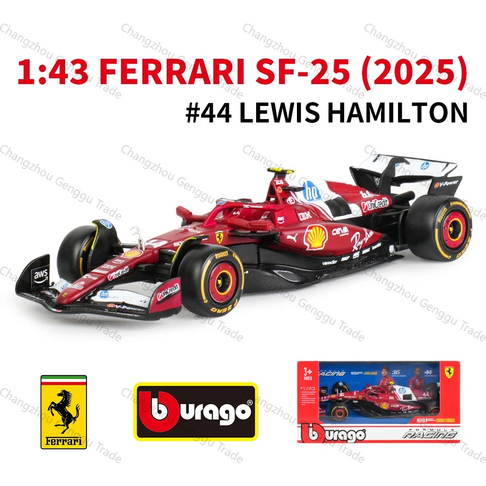 Bburago 1:43 2025 Ferrari SF25 F1 Formula Racing Static Simulation ...