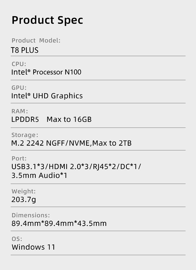 FIREBAT Mini PC (Intel N100, 16GB RAM, 512GB SSD, Intel UHD graphics ...