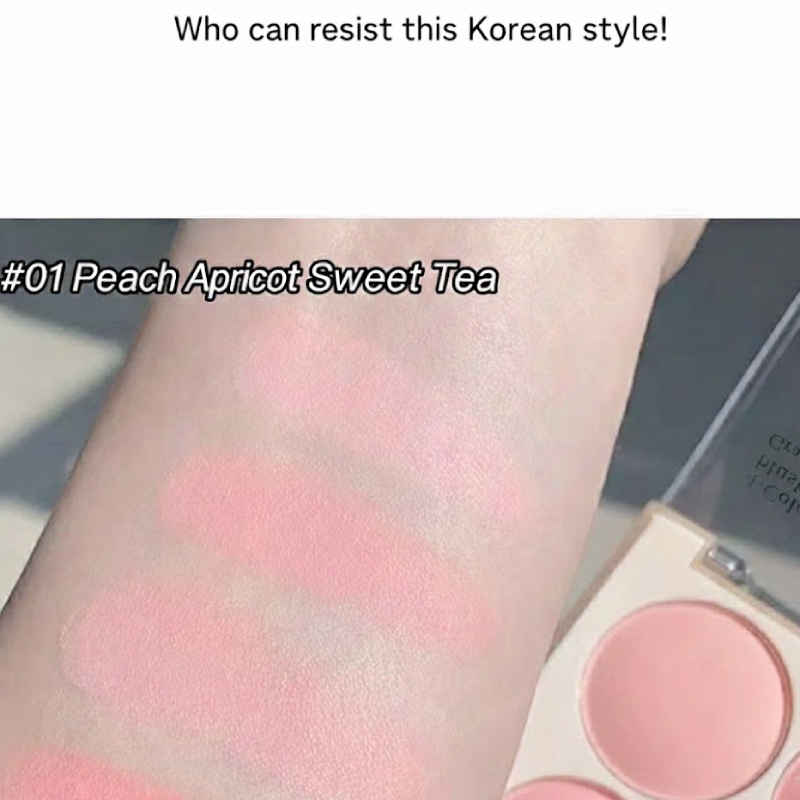 4-Color Blush Palette Soft Matte Pink Natural Look for Students ...