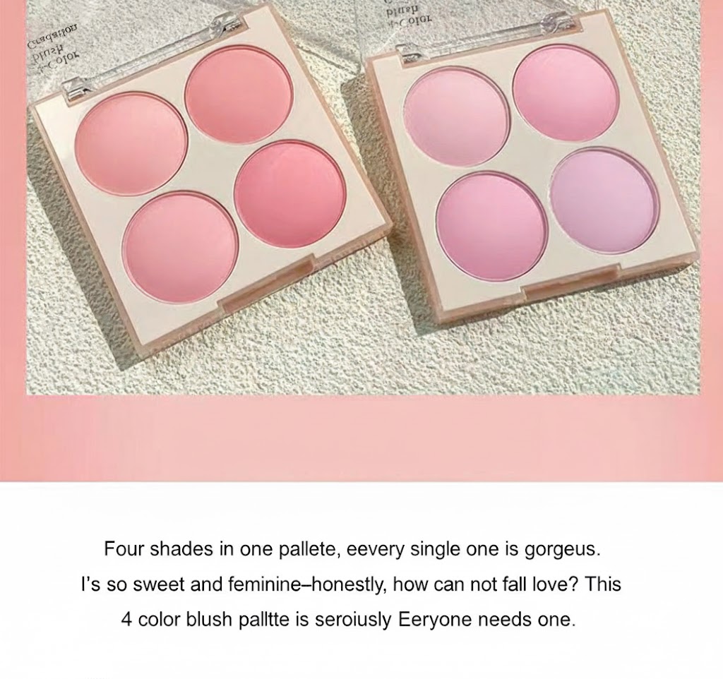 4-Color Blush Palette Soft Matte Pink Natural Look for Students ...