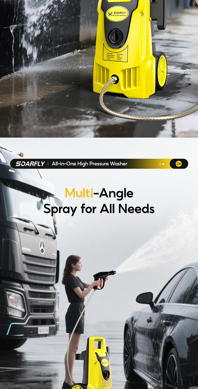 SOARFLY 5000W Water Jet High Pressure Heavy Duty Washer Portable Car ...
