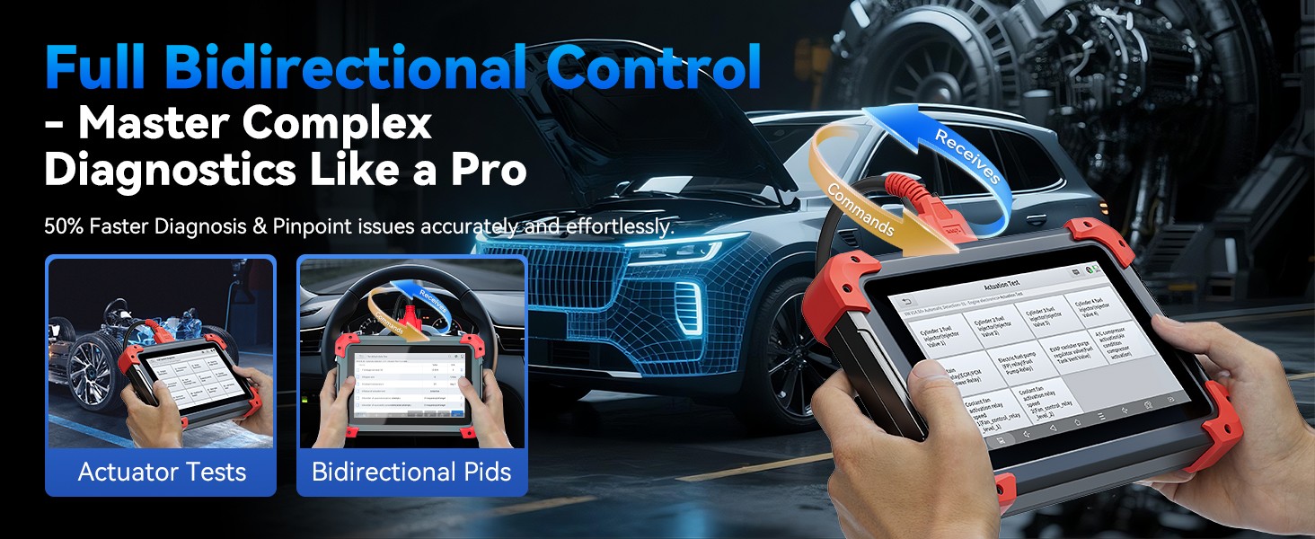 XTOOL D7X Bidirectional OBD2 Scanner 39 Resets ECU Coding Full System ...