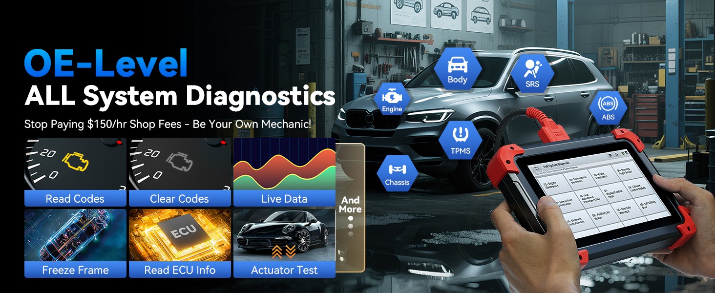 XTOOL D7X Bidirectional OBD2 Scanner 39 Resets ECU Coding Full System ...