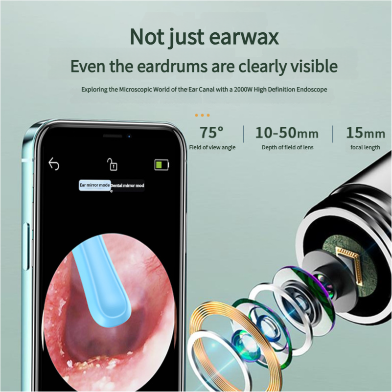 Wireless WiFi Ear Pick Otoscope Camera Borescope Luminous Ear Wax ...
