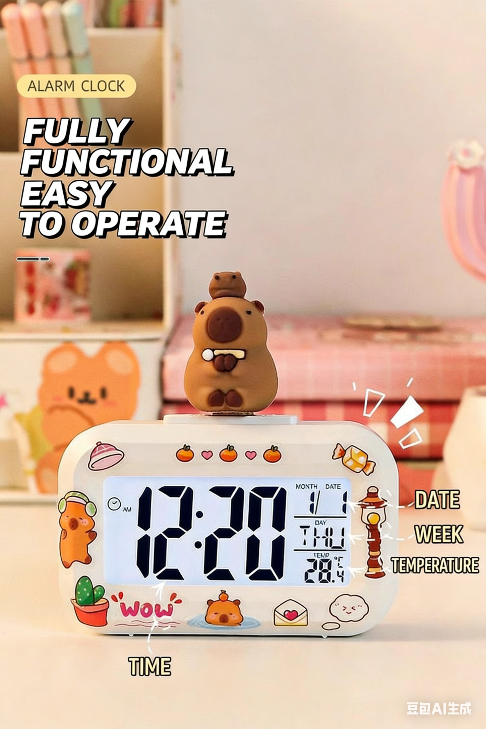 【Loud Volume】 Capybara Multifunctional Alarm Clock, Exclusive for ...