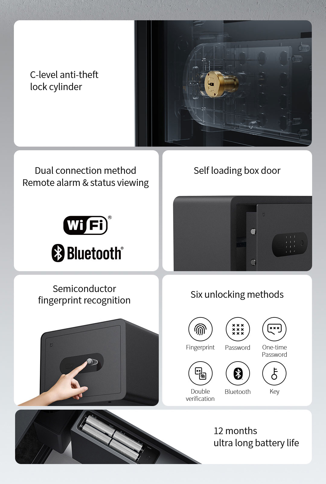 Xiaomi Mijia Smart Safe 30cm C‑Grade Lock Dual Verification APP Remote ...