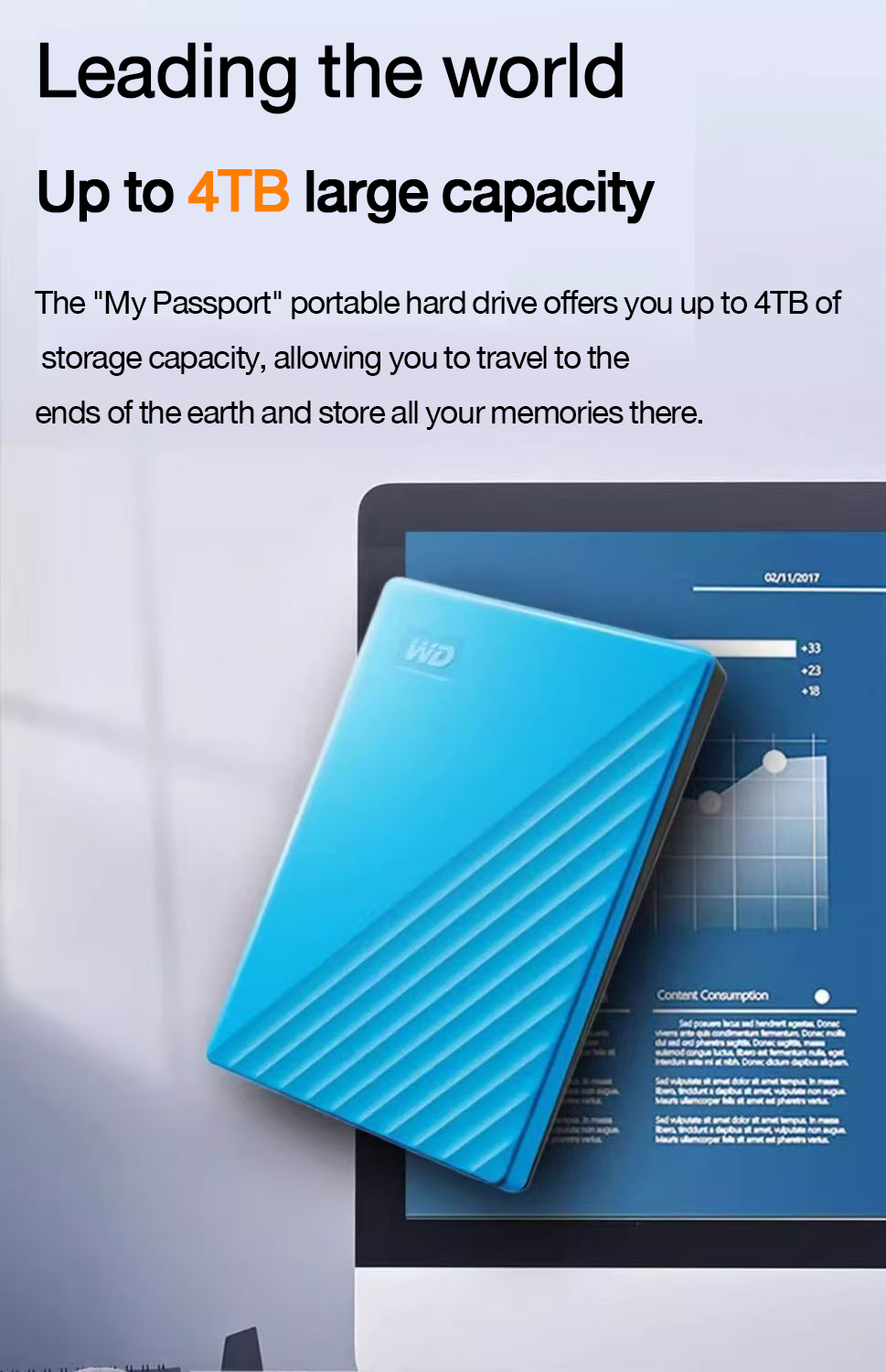 WD My Passport 4TB External Hard Drive Password Protection Original ...