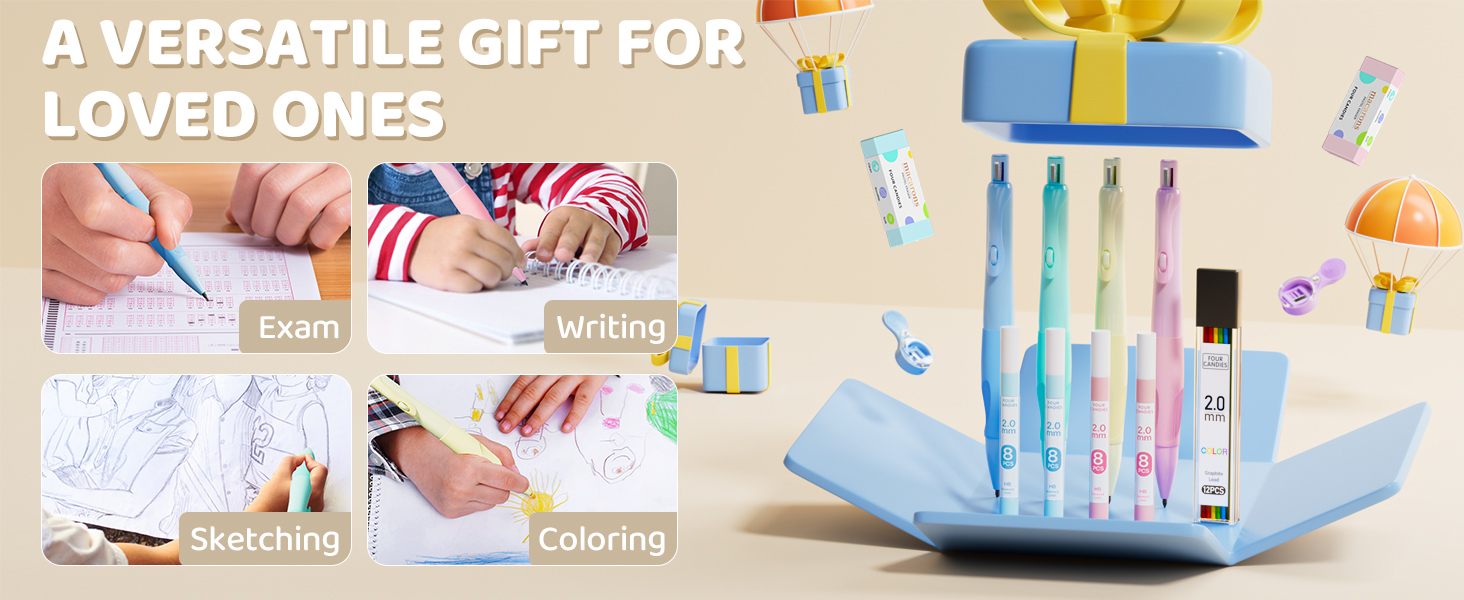 【6.6】Four Candies Cute Mechanical Pencil Comfort Ergonomic Grip ...