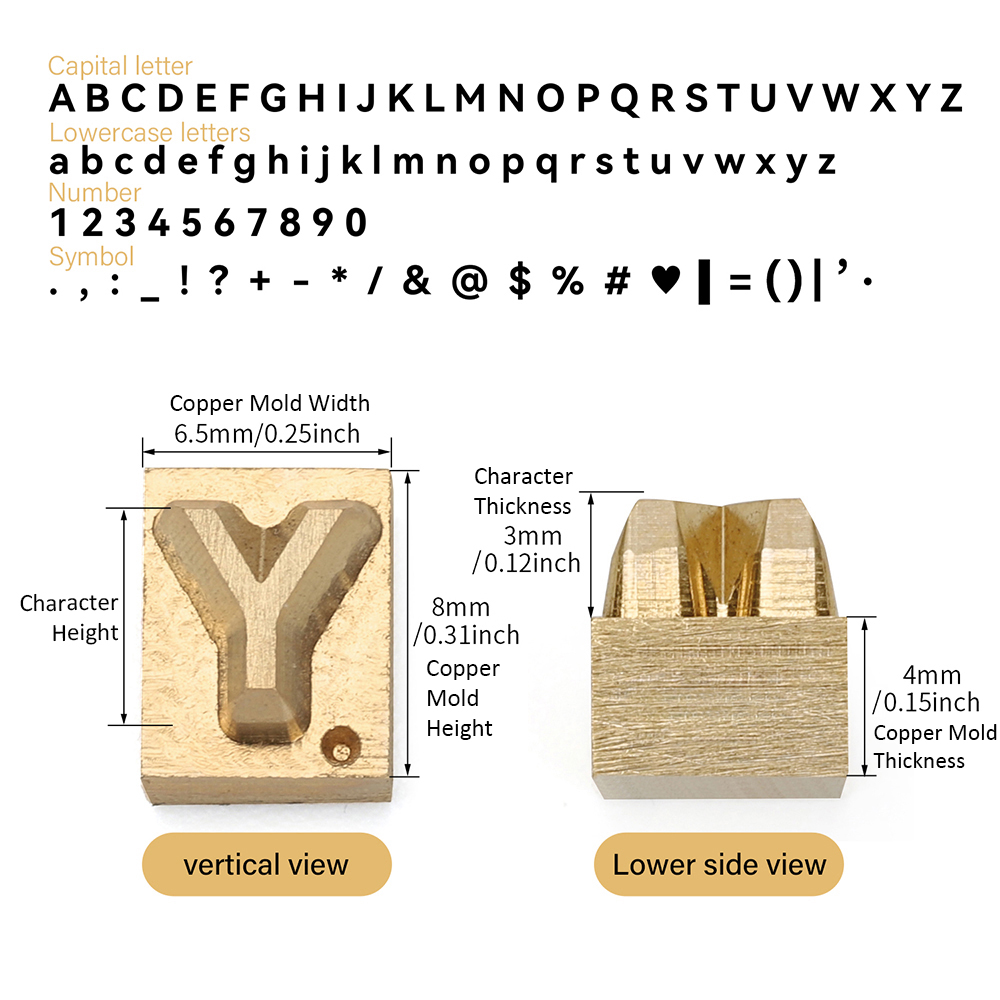 WUTA Brass Letters Number Symbols Stamp Set for Leather Alphabet ...