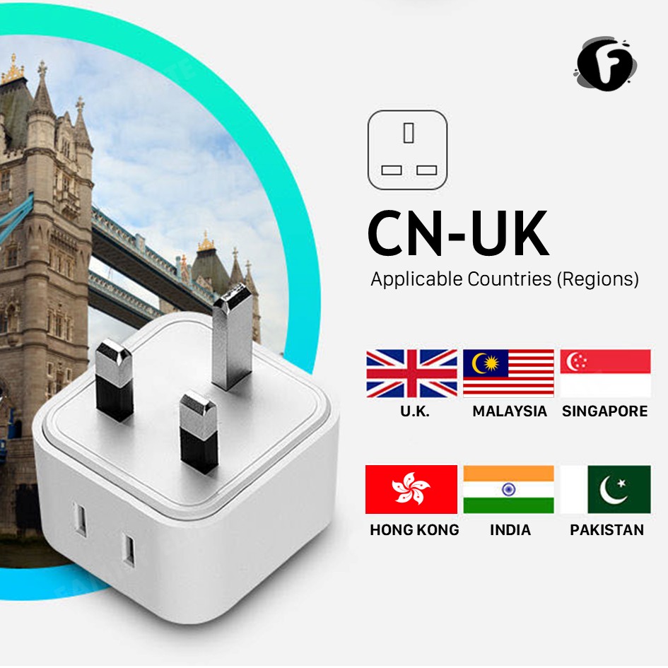 CN Plug to UK Plug 3 Pin Adaptor Converter 10A 2500W Max for Home ...