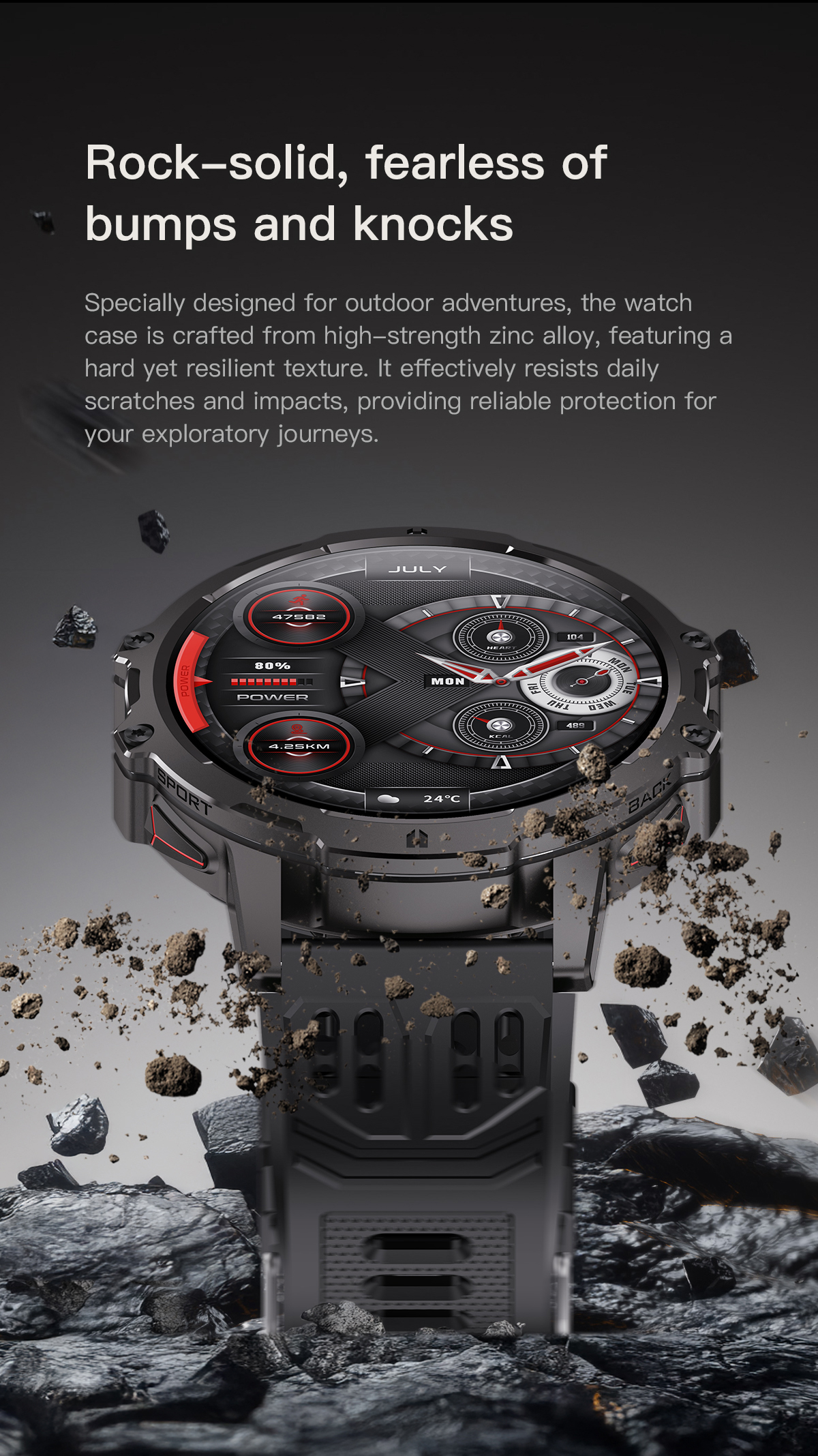 LIGE Smart Watch Bluetooth Call 1.7inch Monitor Flashlight Health ...