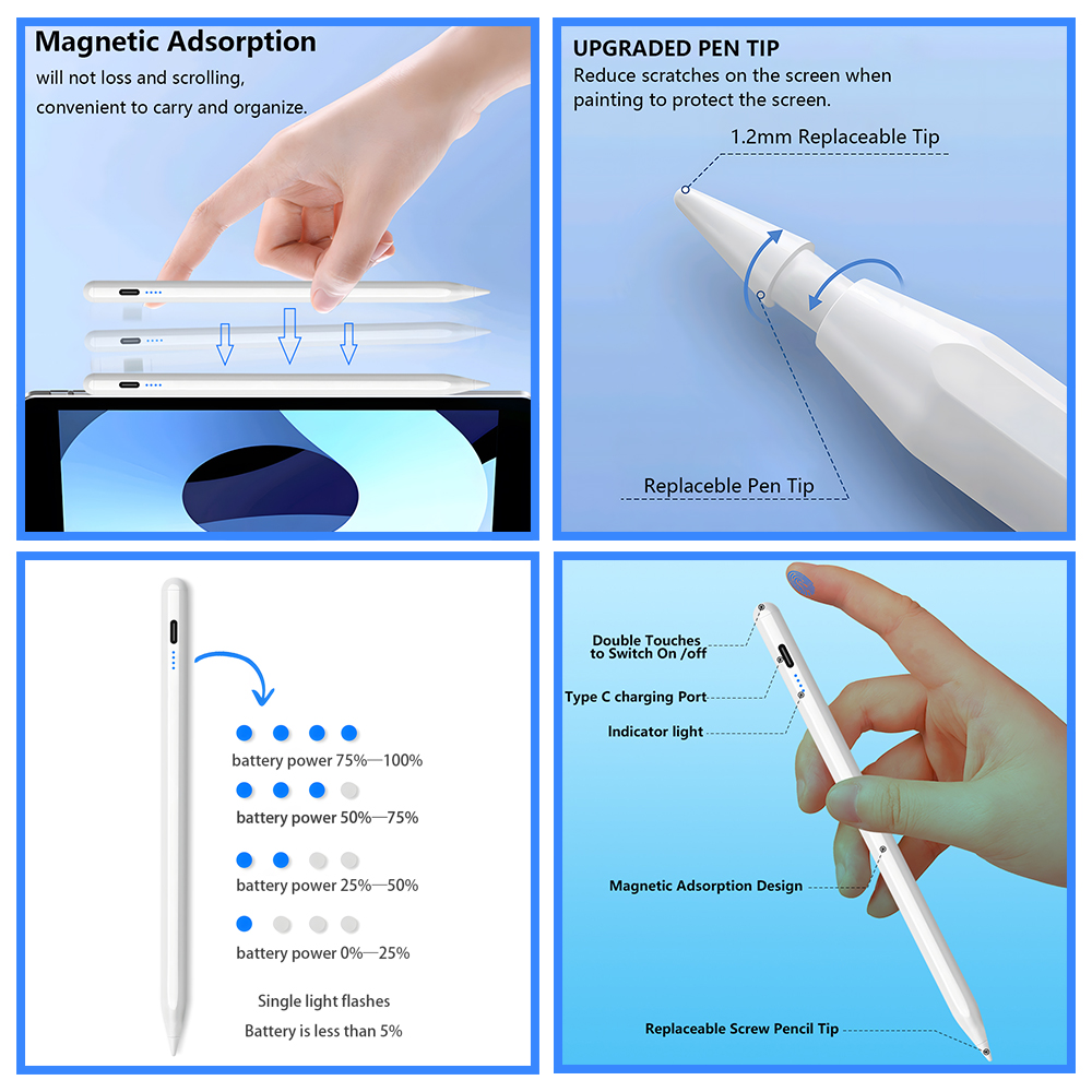 Fitdays P1 Stylus Pencil For iOS/Android/Windows High Accuracy Write ...