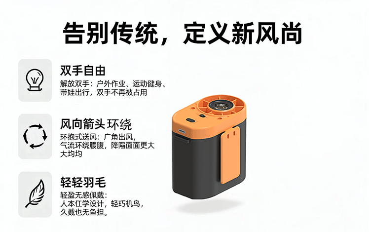Outdoor Waist Fan 1200mAh Clip-On Fan With Flashlight Power Bank ...