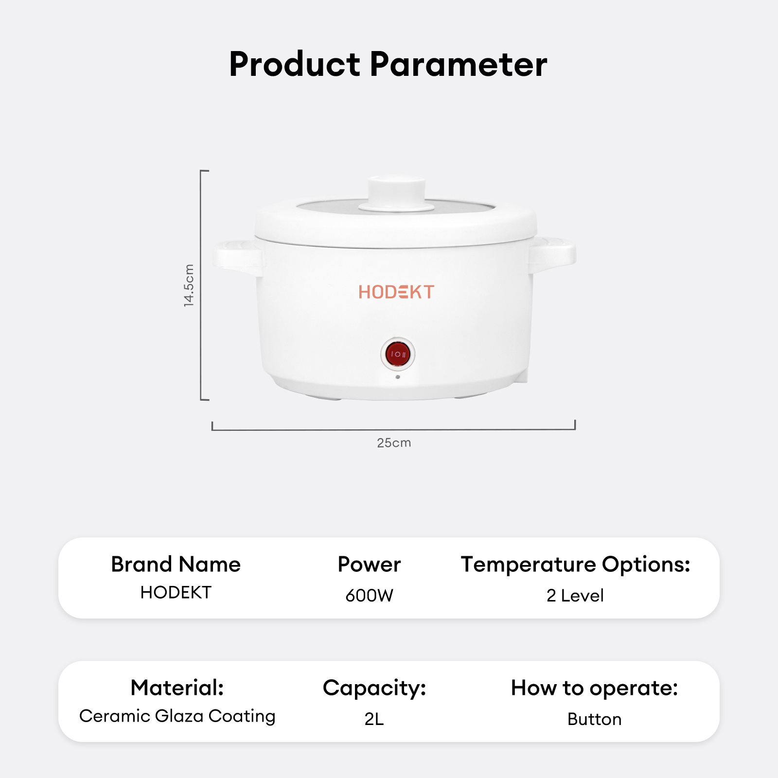 HODEKT 2.0L Multi-Functional Electric Cooker Mini Rice Non-Stick Cooker ...