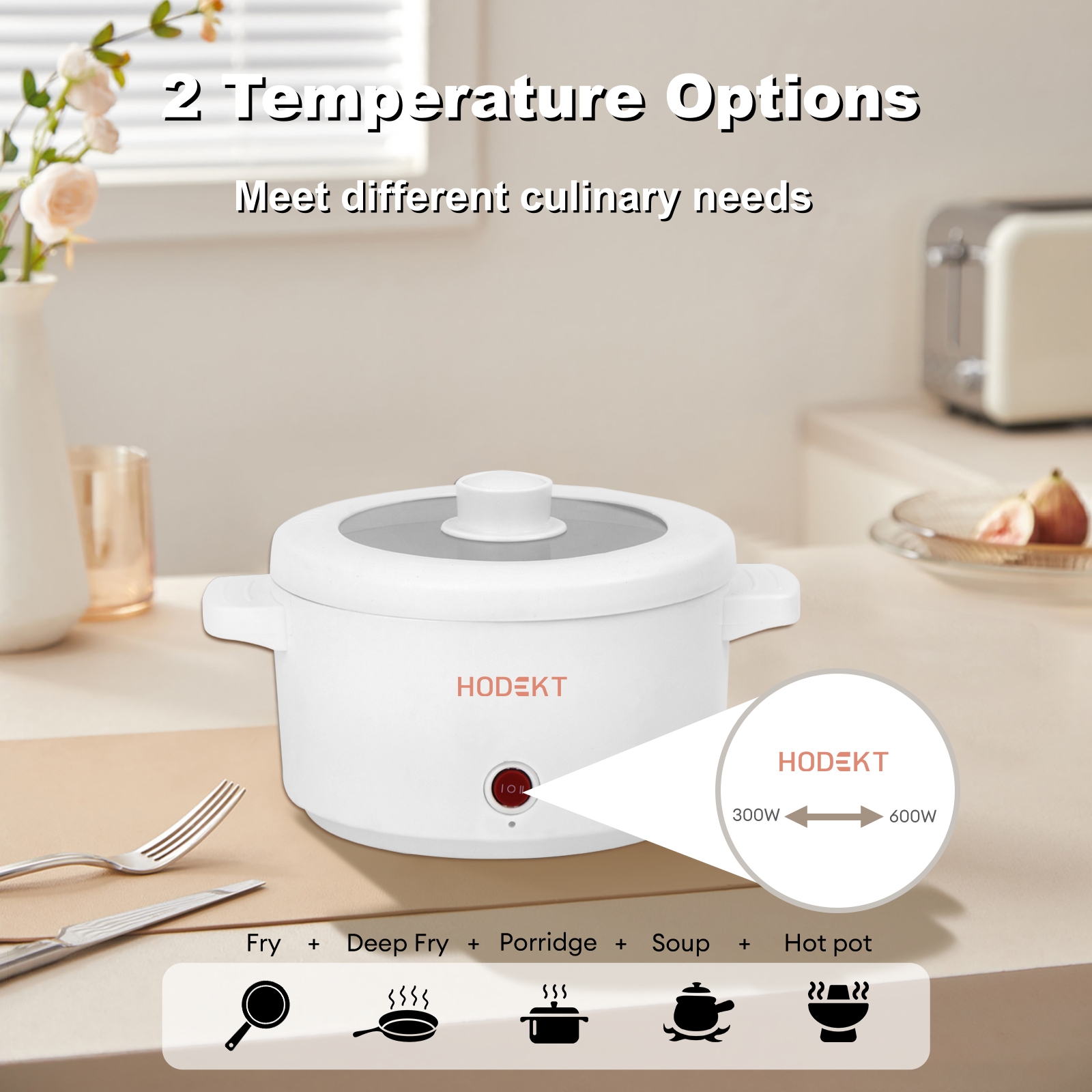 HODEKT 2.0L Multi-Functional Electric Cooker Mini Rice Non-Stick Cooker ...