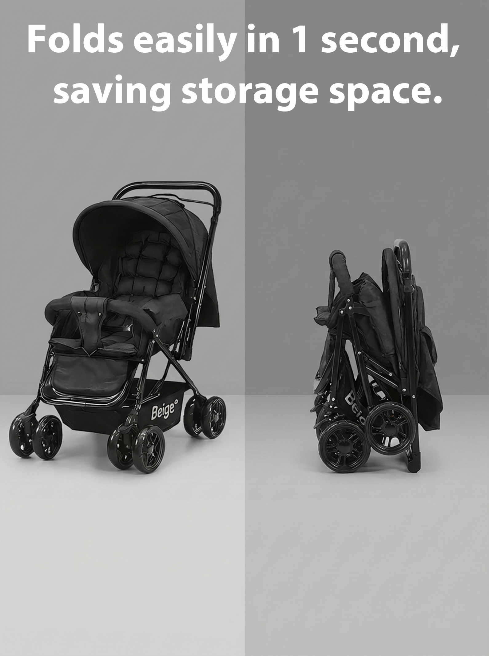 Beige Foldable 2 Way Multipurpose Magic Baby Stroller 嬰兒手推車 | Shopee ...