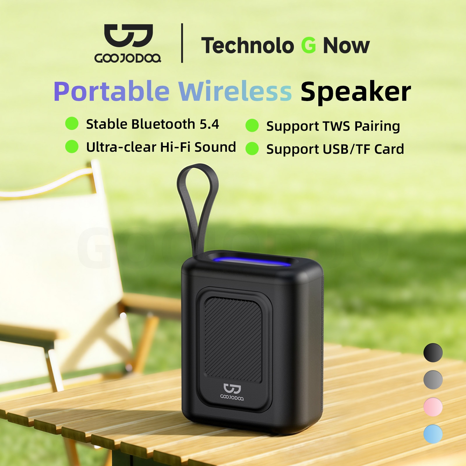 GOOJODOQ Fabric Wireless Bluetooth Speaker Mini Portable Hi-Fi Sound TF ...