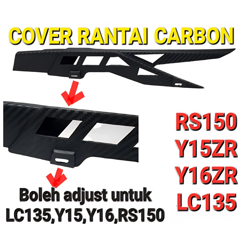 Y15 Y16 Chain Cover (Carbon) Y15ZR Peti Rantai Cover Set Chain Case ...