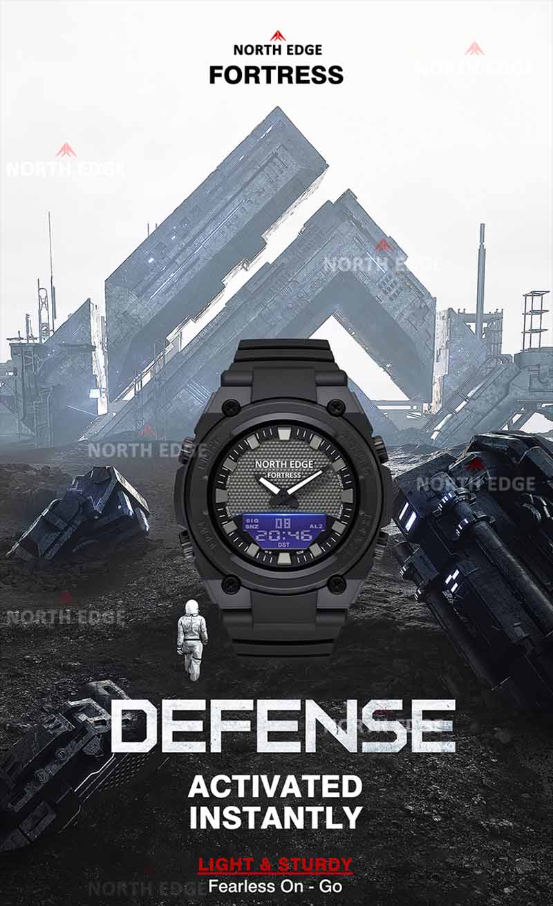 NORTH EDGE Tactical Digital Men's Watch Shockproof Case 50M Waterproof ...