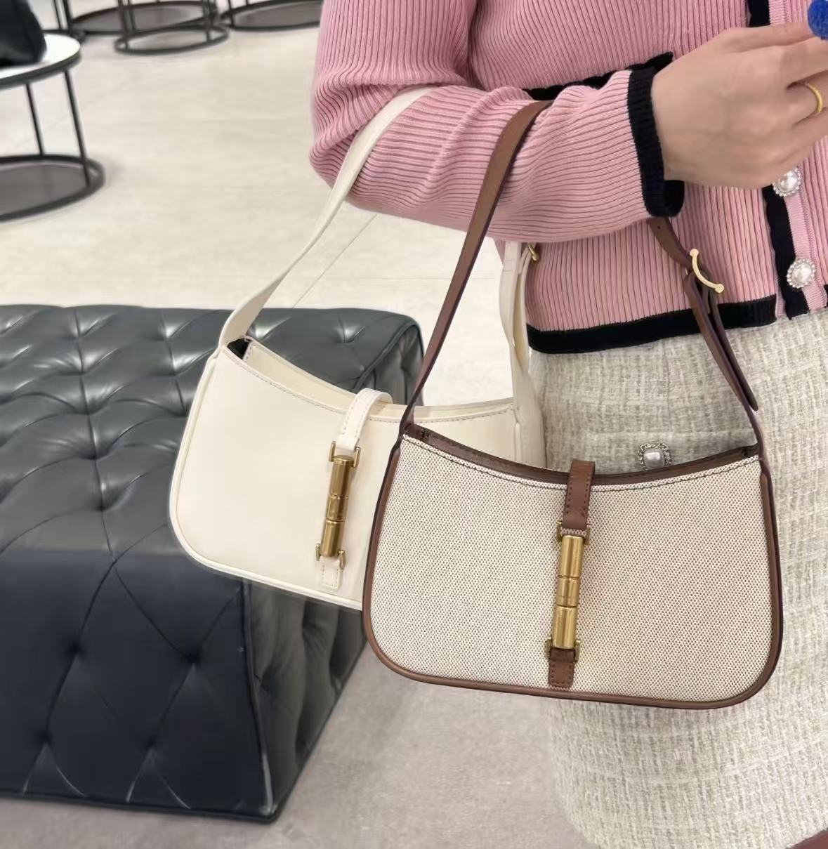 CK French portable armpit bag canvas small square bag for women ...