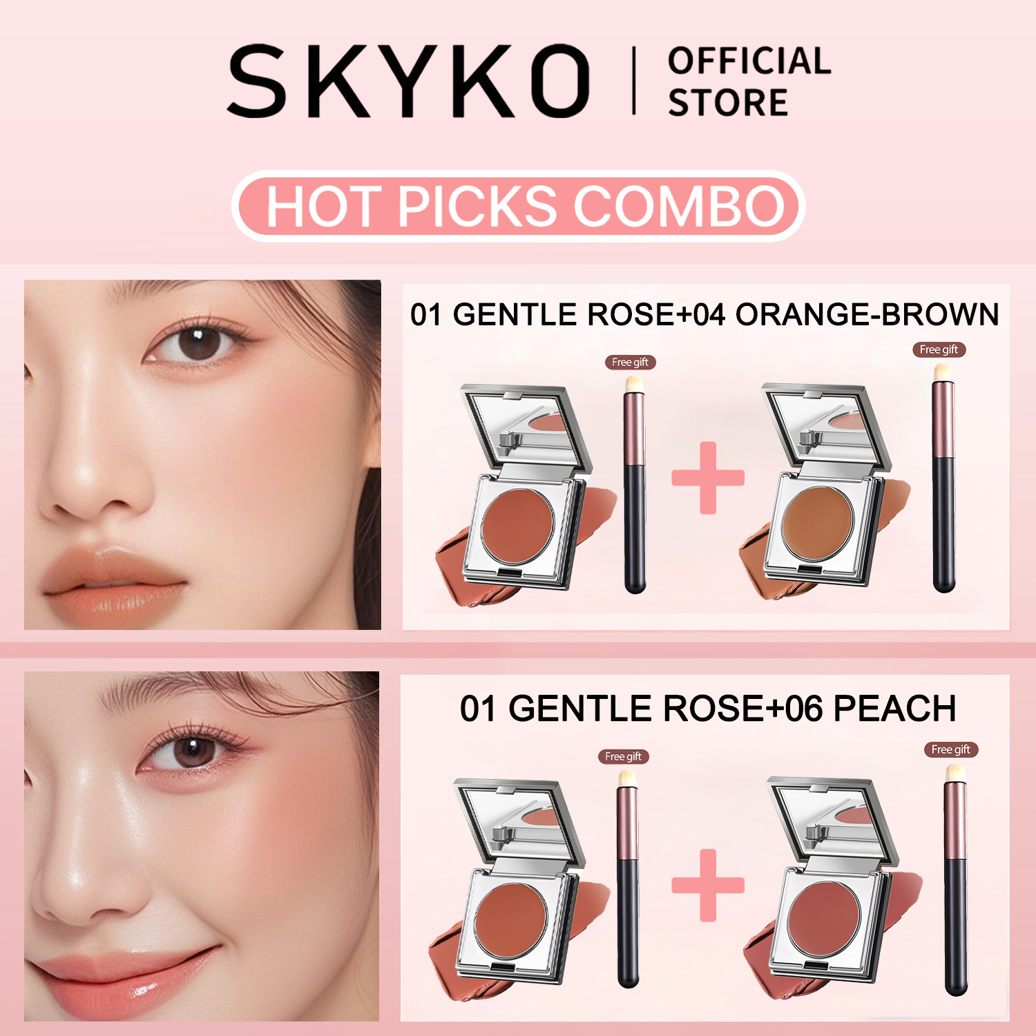 SKYKO 3 In 1 Blush Cream Cheek & Lip & Eye Hydrating 6 Colors | Shopee ...