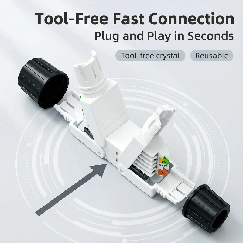 RJ45 Double Head Connector CAT6A Tool-Free Network Cable Extender UTP ...