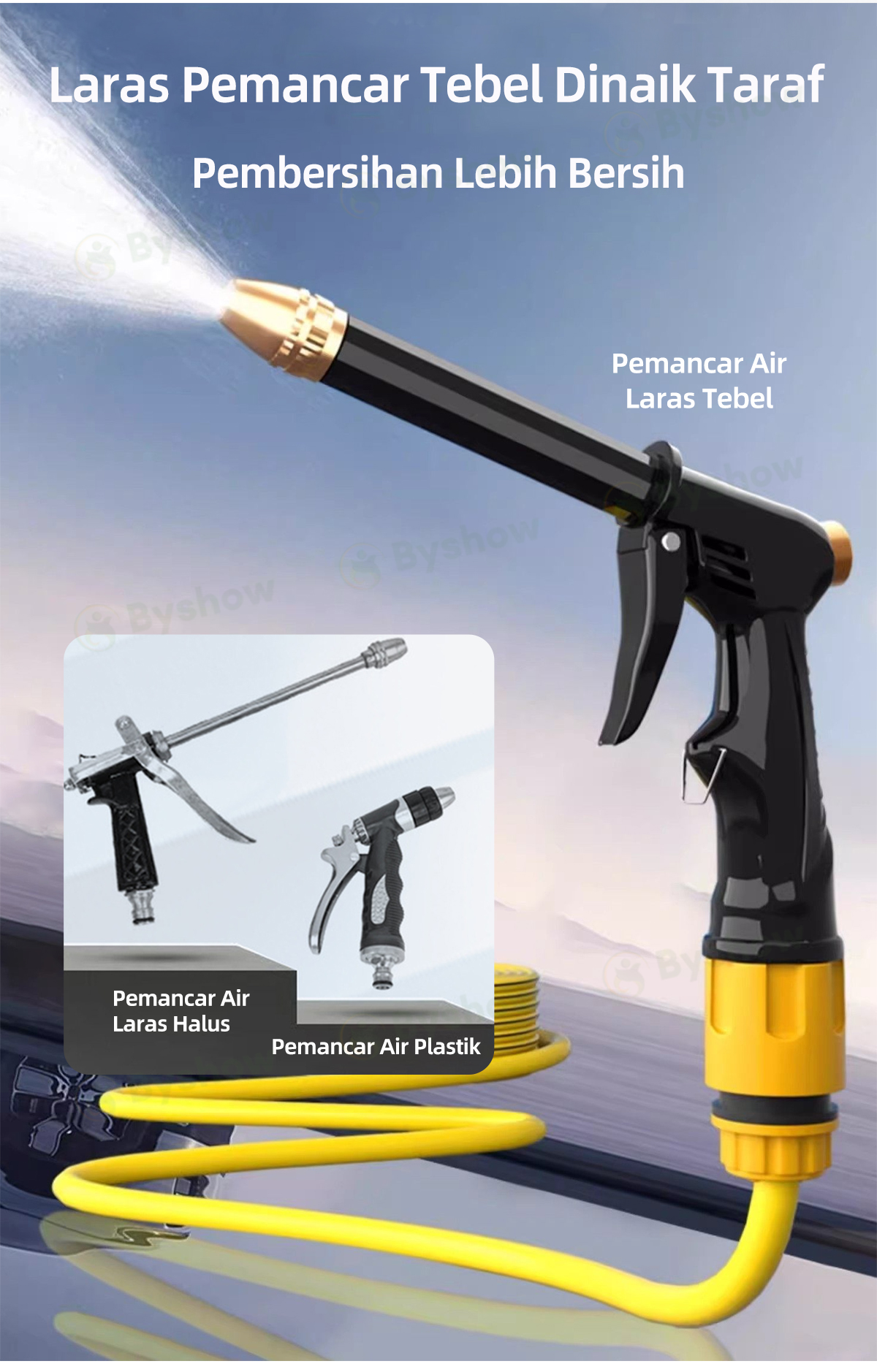Byshow Pistol Semburan Air TEKANAN TINGGI 16X Badan Basuh Kereta Lantai ...